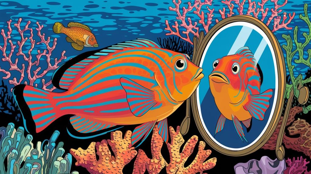 Le poisson qui se reconnaît dans le miroir avant un combat