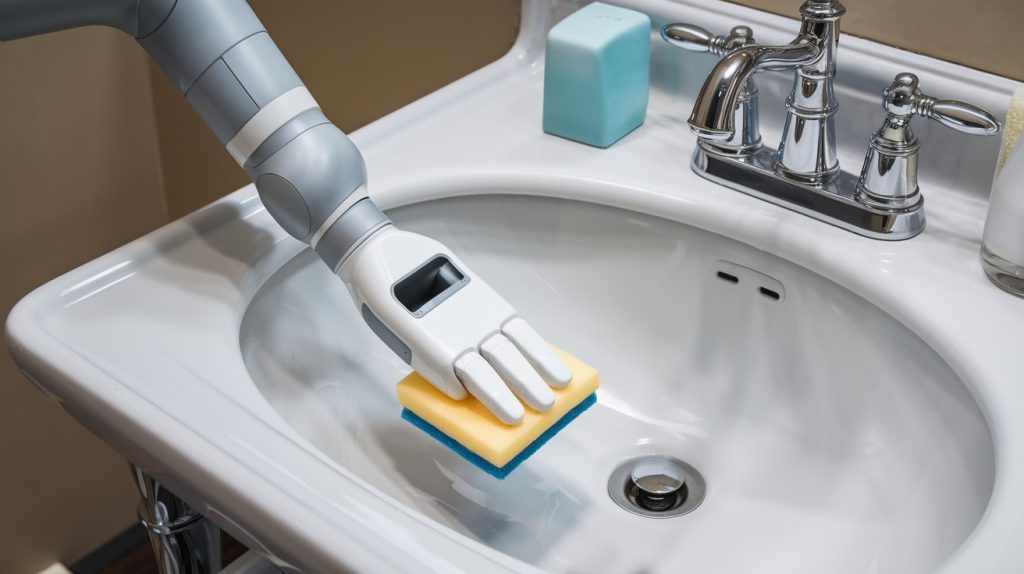 Un Robot Ambitieux Apprend le Nettoyage de Lavabo en Observant